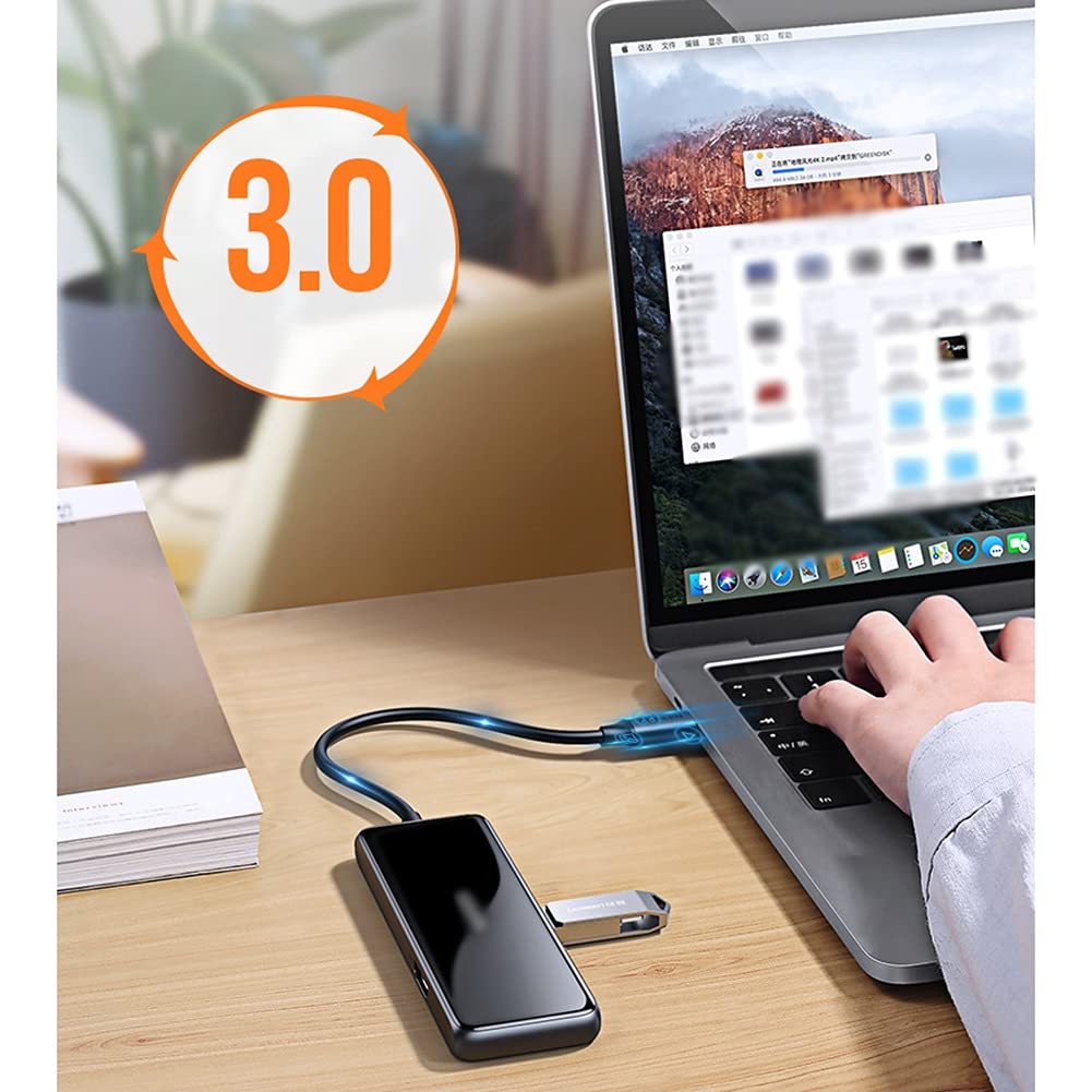 Hub Dock Adapter USB C Hub Adapter 6 in 1 USB C to HDMI Adapter with 4K HDMI, 3 USB 3.0, SD/TF Card Reader for Type C Devices Computer Accessories