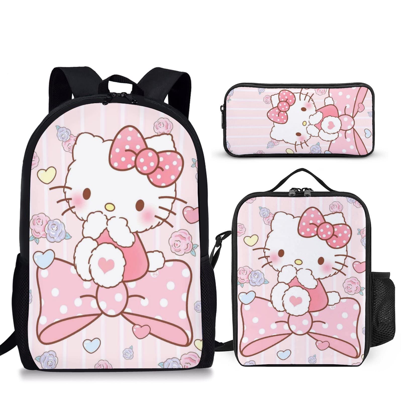 Dhucqze 3Pcs Lightweight Backpack Set Fashion Laptop Backpack Insulated Lunch Box Pencil Case Travel Shoulder Bag Daypack