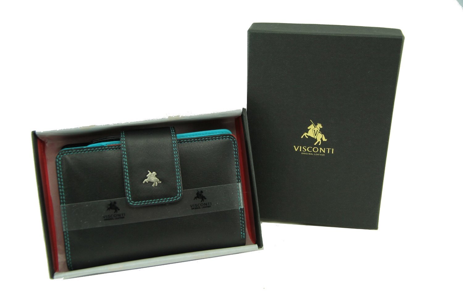 VISCONTI SP30 YLANG Spectrum Collection Multi Colored Soft Leather Bifold Wallet (Red)