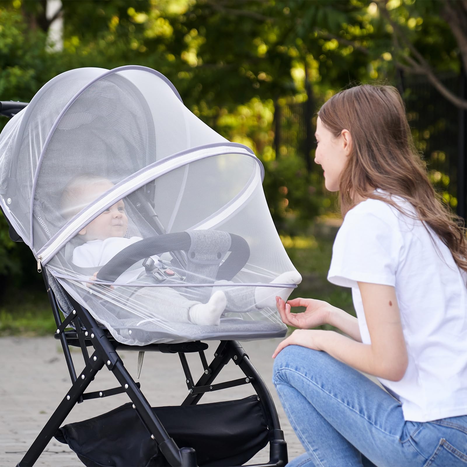 DUOMI Mosquito Net for Stroller,Encrypted Stroller Mosquito Net Full Cover with Double Zipper, Breathable & Foldable Netting for Baby Stroller Mosquito Net
