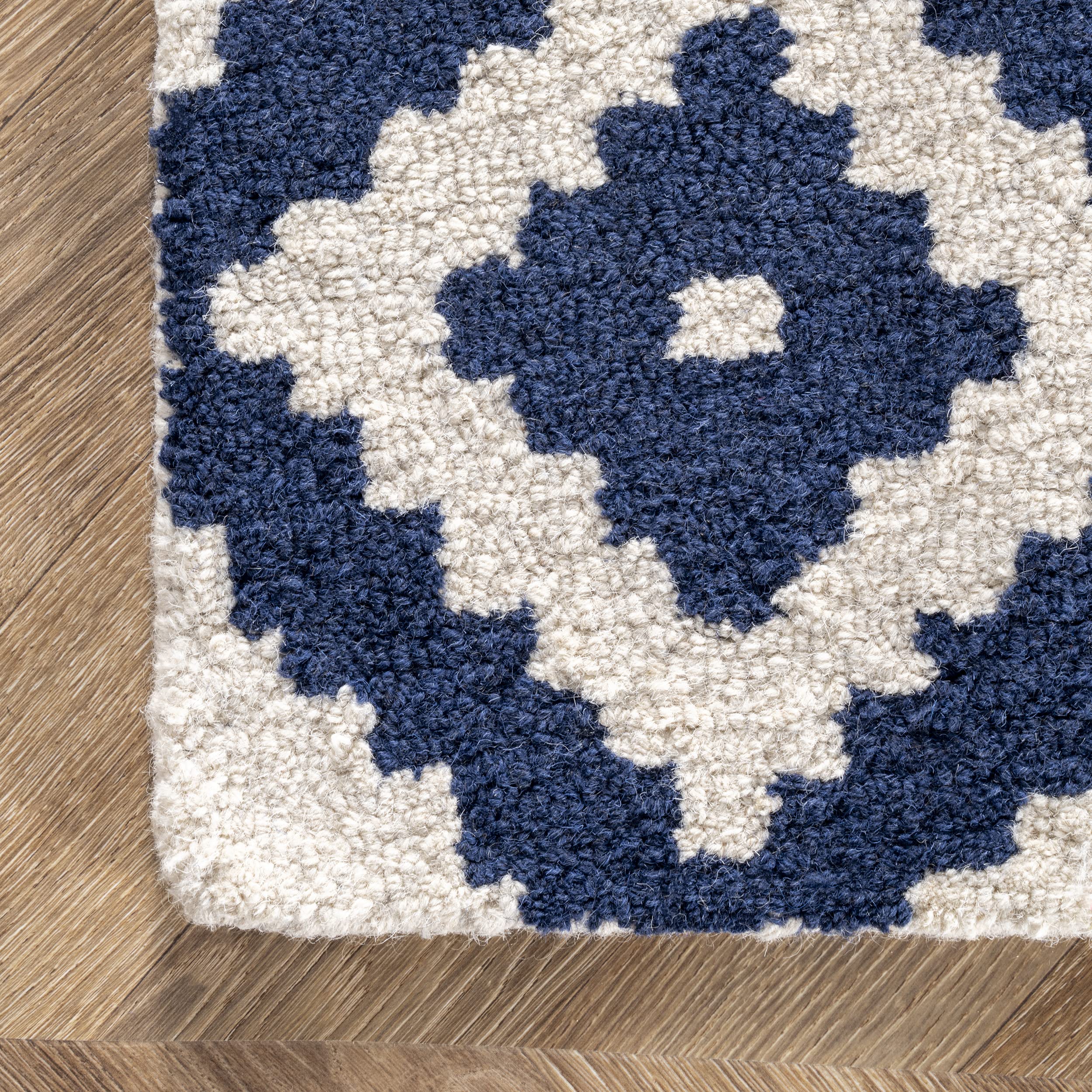 nuLOOM Kellee Hand Tufted Geometric Wool Area Rug, 5x8, Navy