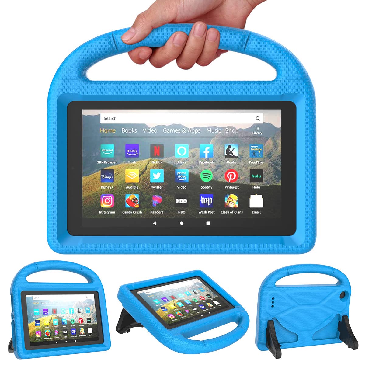 Fire 7 Case for Kids, YIHE Case for Amazon Fire 7 inch Tablet (9th/7th/5th Generation, 2019/2017/2015 Release Only), Lightweight Shockproof Protective Case with Handle Stand, Blue