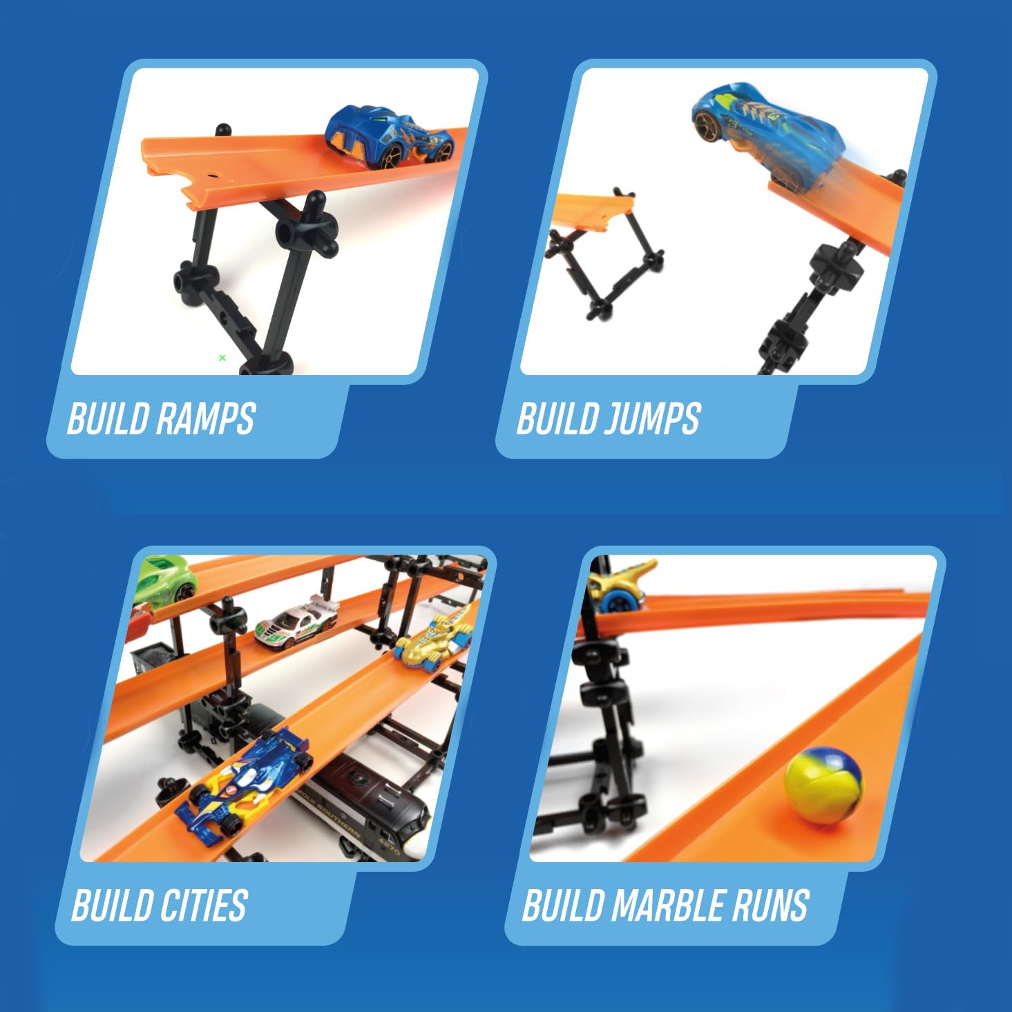 TrackJack— Ultimate Track Building System for Hot Wheels, Model Trains, and Marble Runs