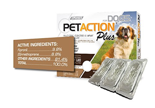 Pet Action Plus Flea & Tick Treatment for XL Dogs, 89-132 lbs, 3 Month Supply