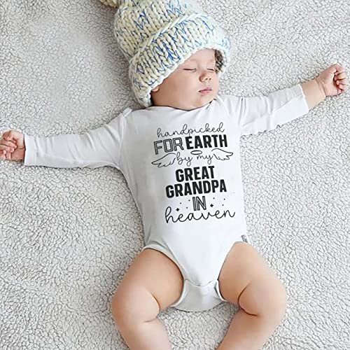 Handpicked for Earth by My Great Grandpa in Heaven Funny Baby Pregnancy Announcement Bodysuits White