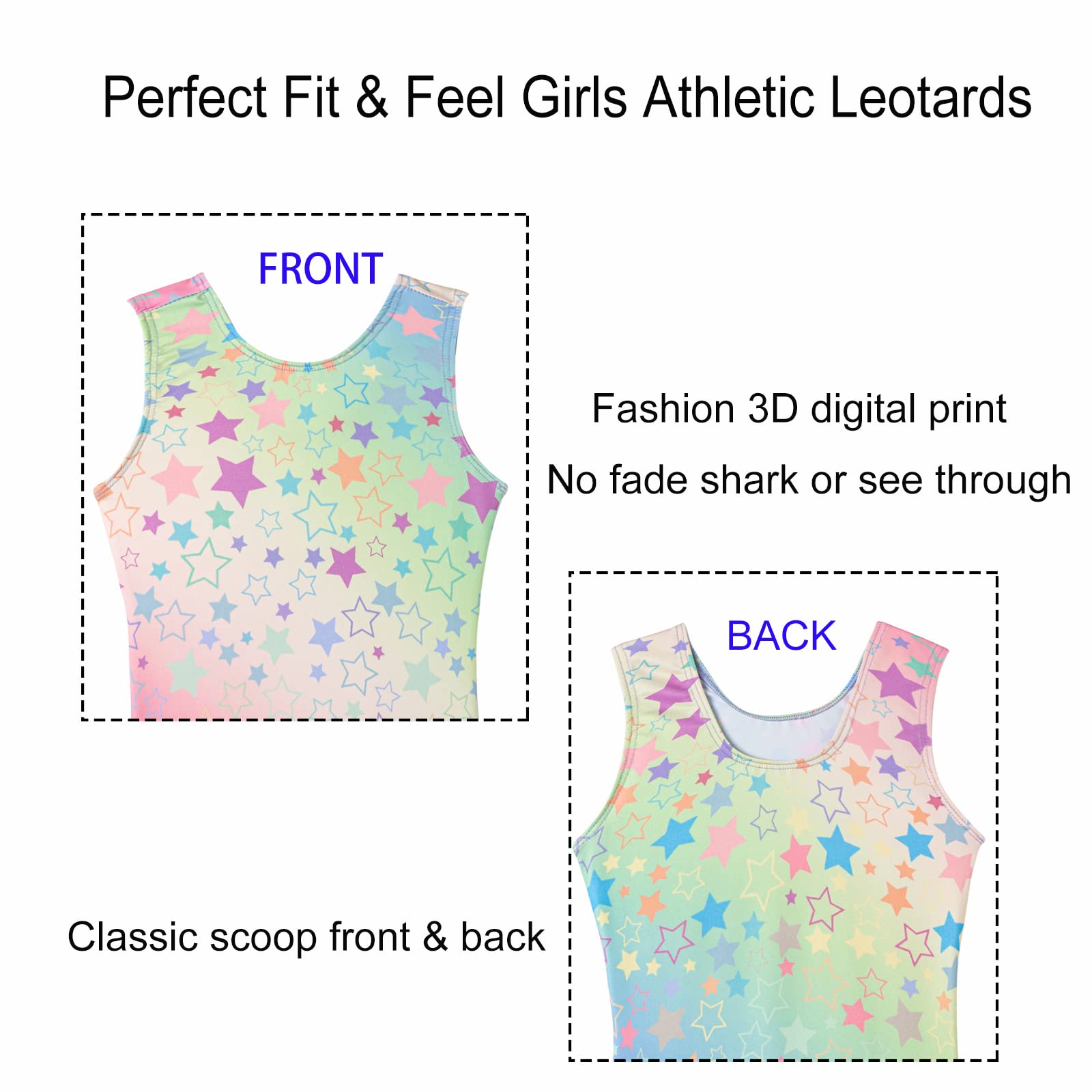 Toddler Gymnastics Leotards for Girls Size 18 Months 1t 2t Sleeveless Tank Rainbow Star Gym Practice Outfits Tumbling Biketard