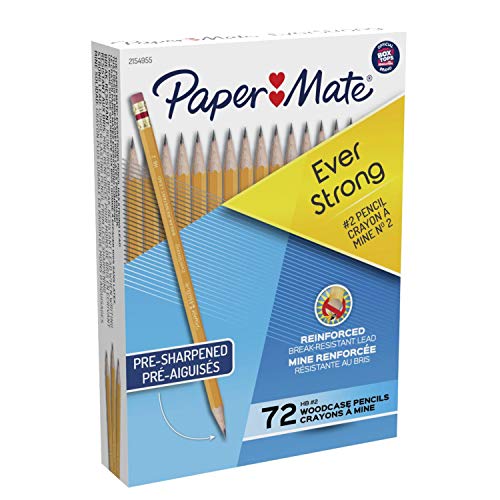 Paper Mate EverStrong 2 Pencils, Reinforced, Break-Resistant Lead When Writing, 72 Count