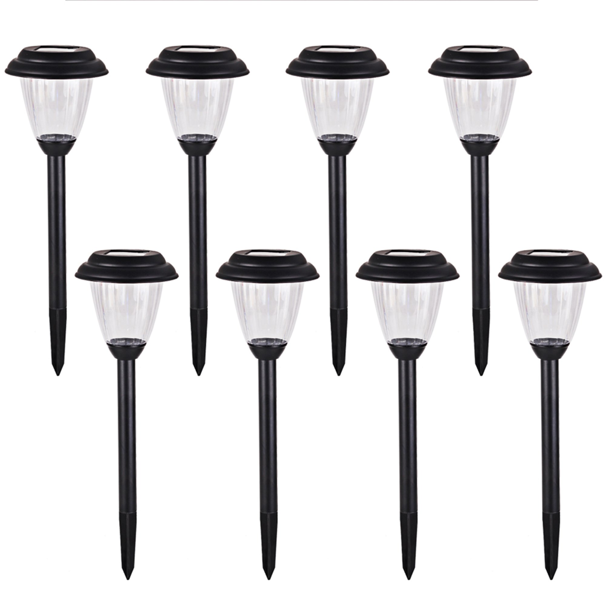 voona Solar Outdoor Pathway Lights Matt Black Stainless Steel Painted LED Lights for Garden Landscape Path Yard Driveway (black-8pack)