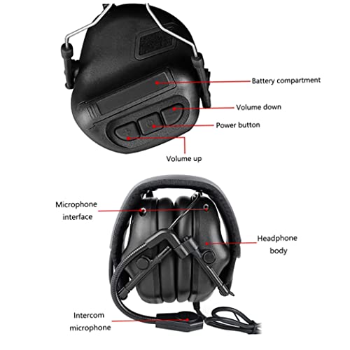 EElabper Army Tactical Shooting Headset, the Fifth Generation Military Helmet Headset Air Gun Paintball Headset Cs War Game Accessories Black