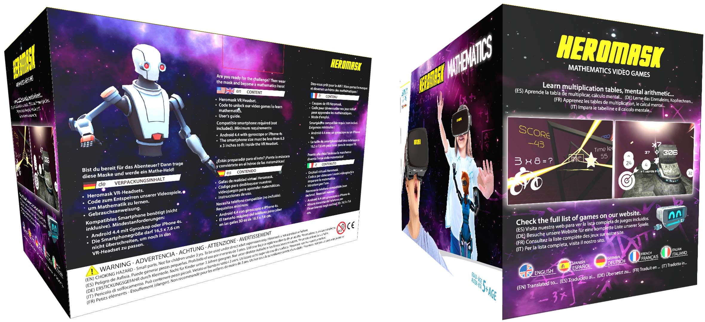 VR Headset + Math Games[multiplication subtraction etc] Virtual Games: Gift for Boys & Girls. Cool Educational Toys for Kids ages 5 6 7 8 onwards. Virtual Reality Learning Resources Grade 1 2 3 4 to 8