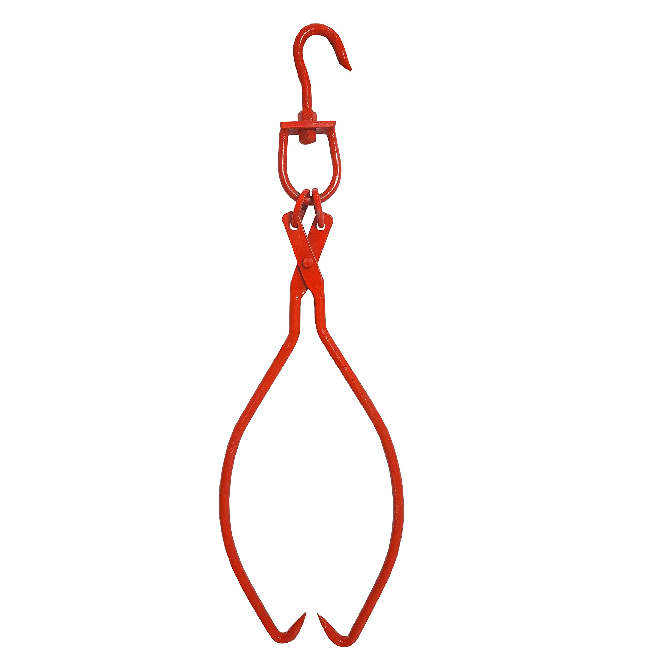 FEBTECH - Log Skidding Tongs 32-inches- Single Swivel Grab for Handling, Dragging & Carrying Logs, Heavy Duty Log Lifting Tongs, Heavy Duty Timber Claw Grappling Hook, Red