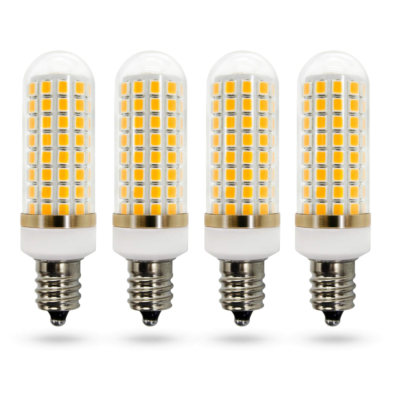 E12 LED Bulbs 8W Dimmable Candelabra Light Bulbs Equivalent 75W Halogen Bulbs Warm White 3000K T6 E12 Candelabra Base AC110-130V for Ceiling Fan Chandelier Lighting [4-Pack]