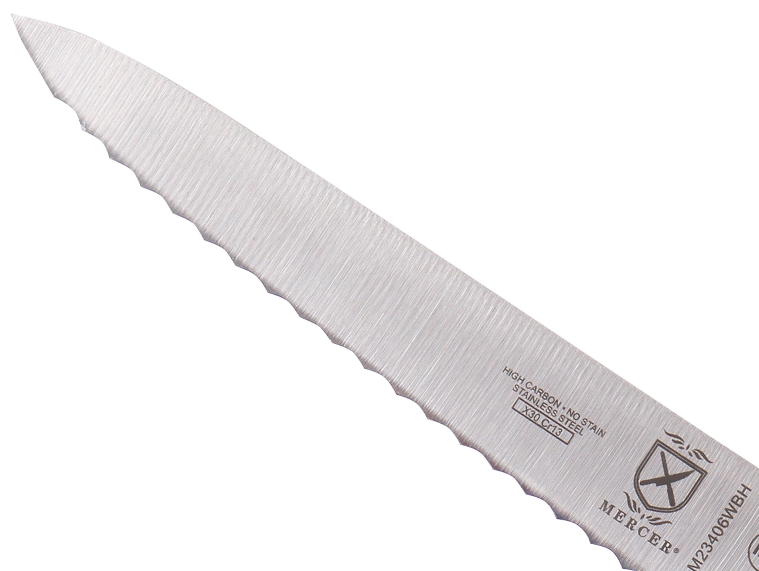 Mercer Culinary White Millennia Handle, 6" Utility Knife (Wavy Edge)
