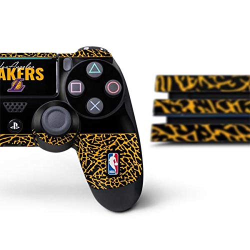 Skinit Decal Gaming Skin Compatible with PS4 Pro Console and Controller Bundle - Officially Licensed NBA Los Angeles Lakers Elephant Print Design