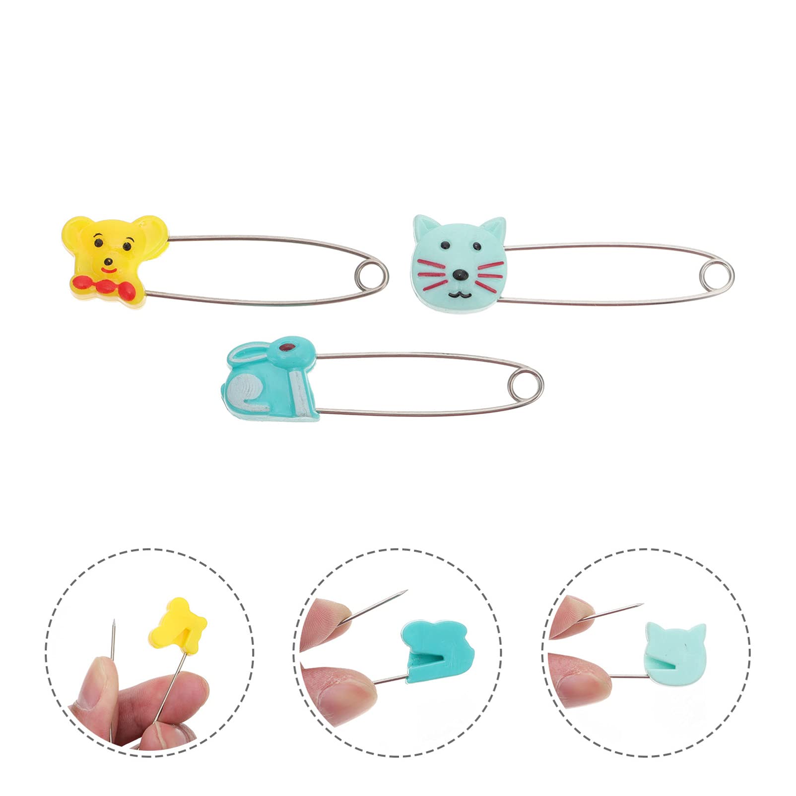 Toddmomy 20pcs Safety Brooch Pin Heavy Duty Blanket Pins Animal Badge Pin for Diaper Laundry Safety Pin