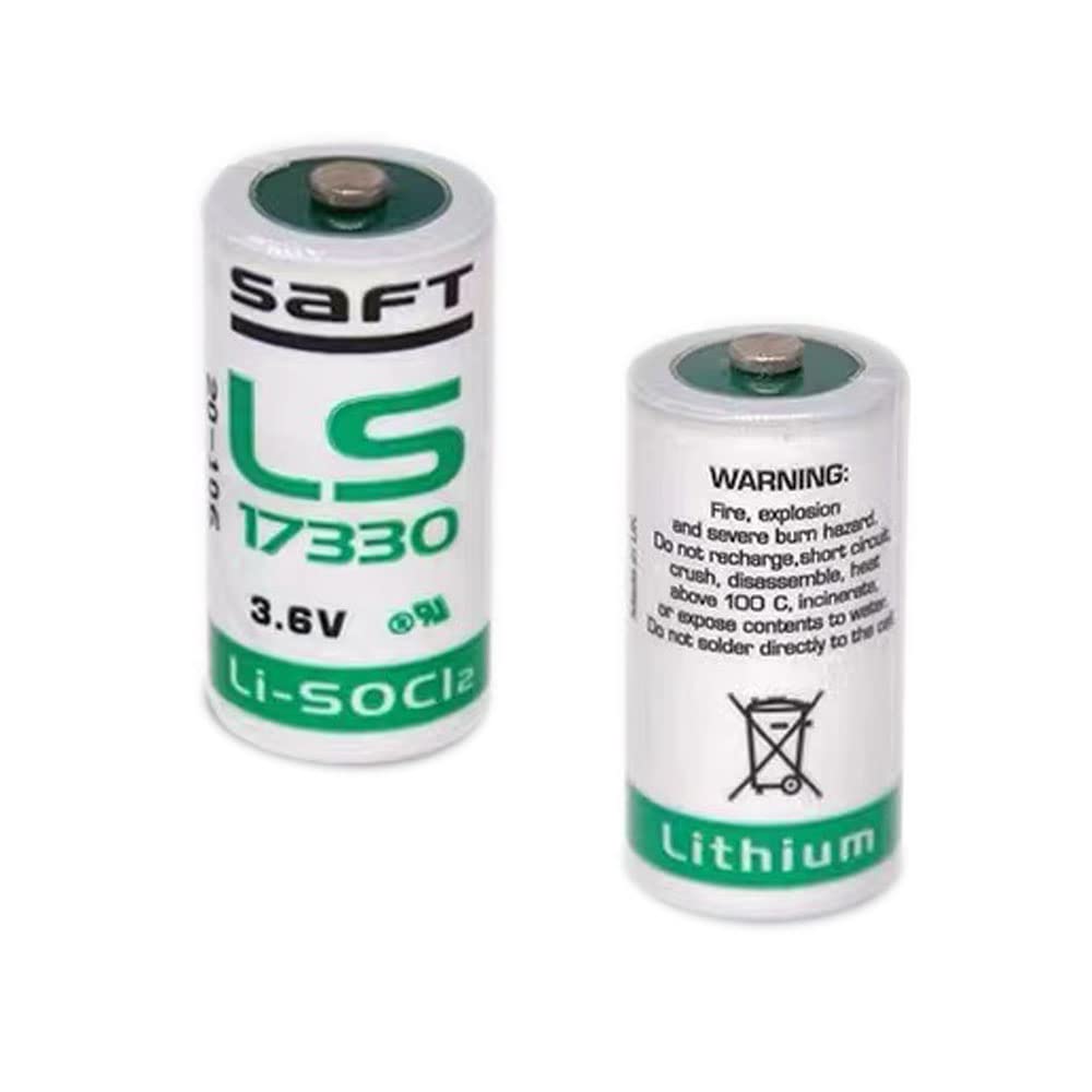 HUHAO (2-Pack) 3.6V 2100mAh 2/3A LS17330 Lithium Thionyl Chloride (Li-SOCl2) Battery Primary LS 17330 2/3 A Size for SAFT Invisible Fencing,Smart Utility Metering, Emergency Backup