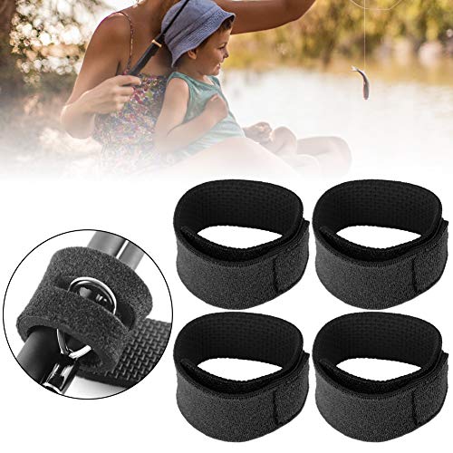 FECAMOS Fishing Accessories, High Flexibility Fishing Gear Strap Very Convenient Reusable Soft Diving Material Convenient Practical 3-5 Rods Capacity for Fishing Tools(Black)