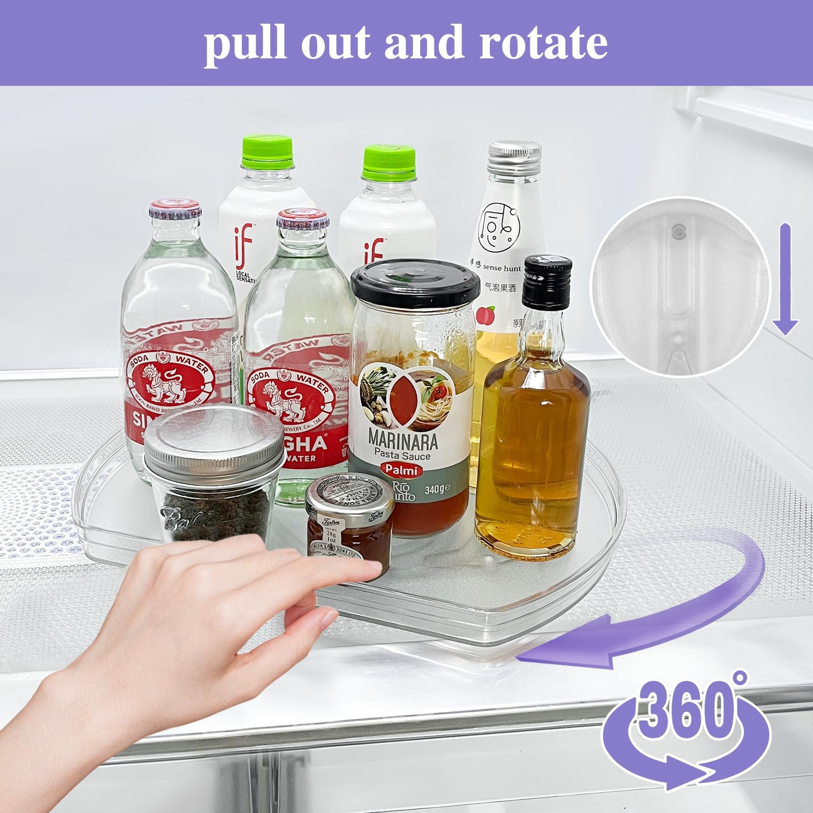 Incostar 360° Rotating Lazy Susan Turntable Organizer - Multifunctional 11.8" x 8.7" Rectangular Organizer for Refrigerator, Cabinet, Pantry, and Kitchen Countertop (2 Pack)