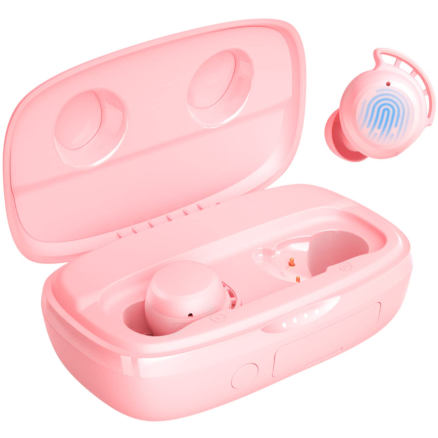 Tribit Earbuds, 150H Playtime IPX8 Bluetooth5.2 Deep Bass Bluetooth Earbuds Touch Control Headphones with Mic Earphone in-Ear Wireless Earbuds for iPhone Android Flybuds 3 Pink, Bluetooth Headphones