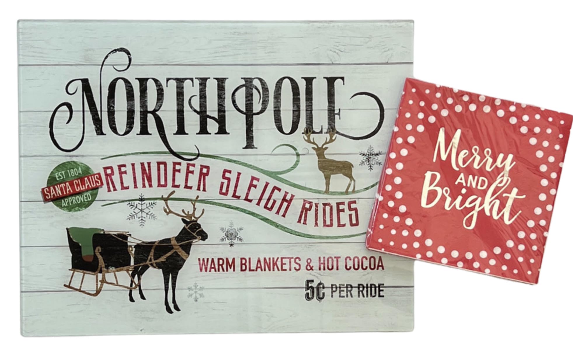Holiday Christmas Glass Cutting Board: Decorative Old Fashion Reindeer Sleigh Rides (Reindeer Rides)