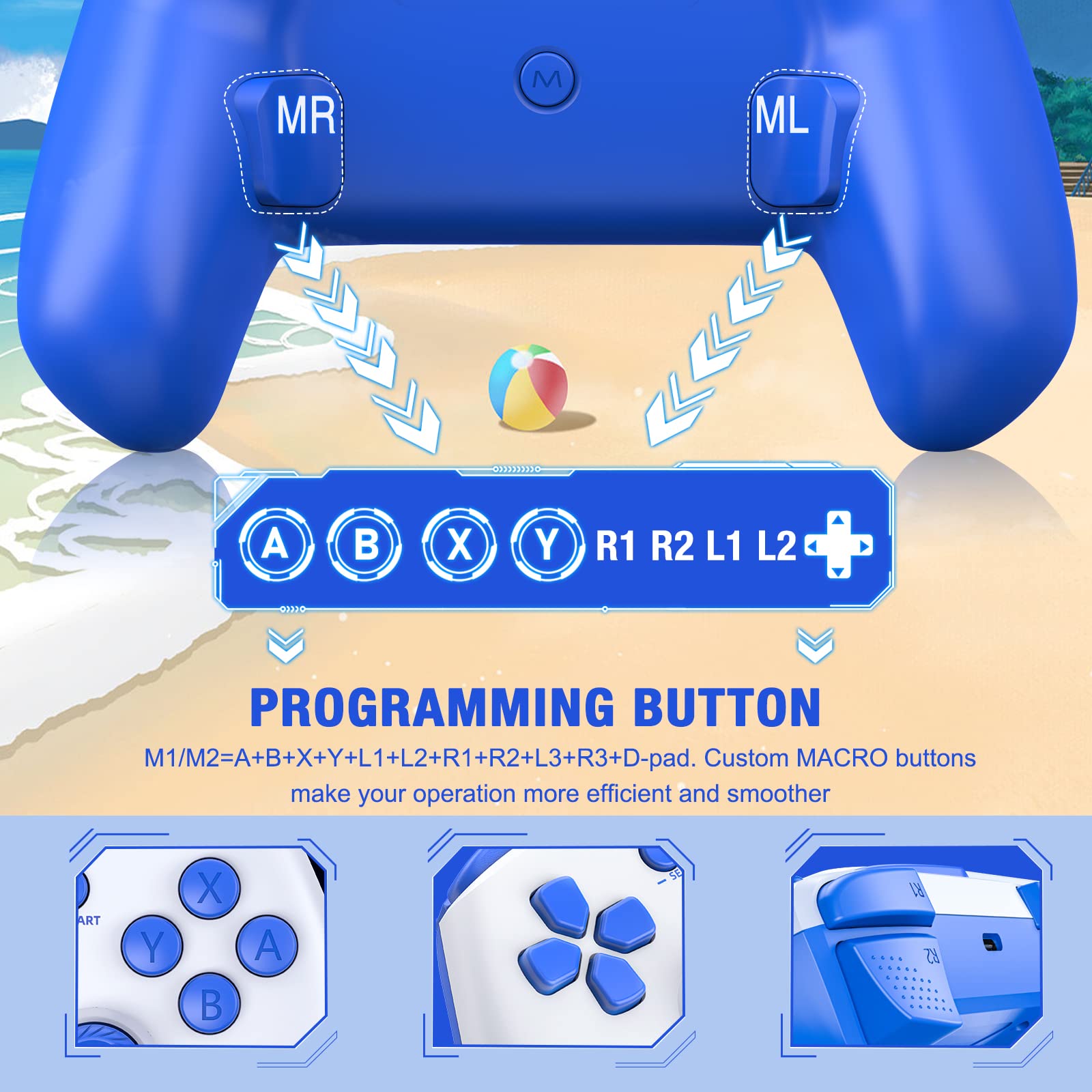 Gammeefy Switch Pro Controller, Wireless Switch Controller for Switch/OLED/Lite, Switch Remote Compatible with iOS/Android/PC Supports App with Programmable, Turbo, Wake Up Function
