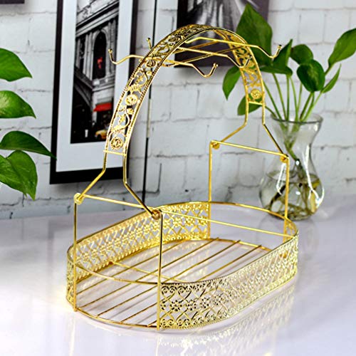 Operitacx Coffee Mug Holder with Saucer Organizer Cup Drying Rack 6 Cup Hooks Drainer Organizer Mug Tree Drinking Glass Holder Stand Mug Drainer Tray for Cups Mugs Cup Stand