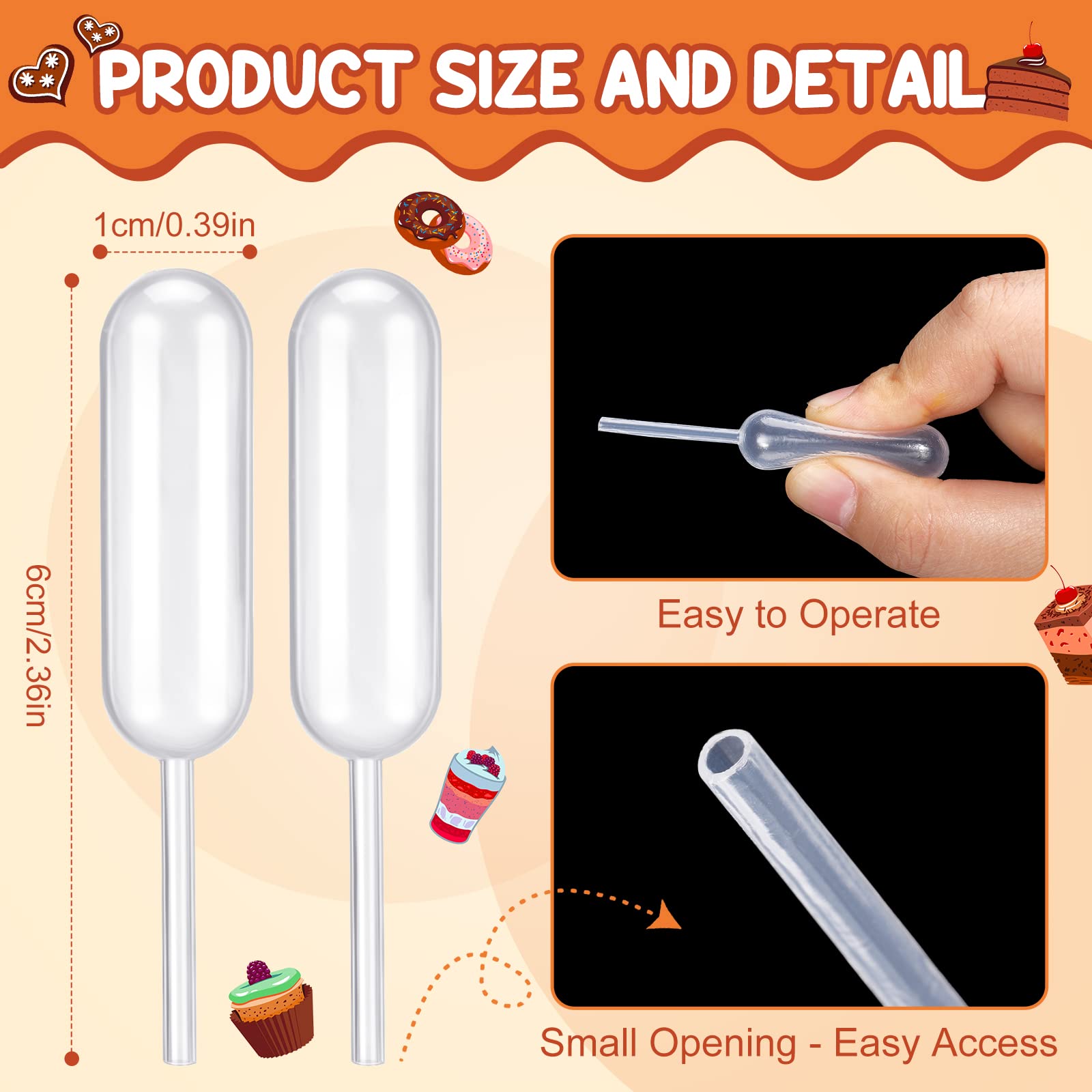 Kingdder 1000 Pcs 4 ml Cupcake Pipettes Squeeze Transfer Dropper Disposable Dropper Pipettes Plastic Transfer Pipettes Liquor Infuser for Cupcakes Chocolate Dessert Ice Cream