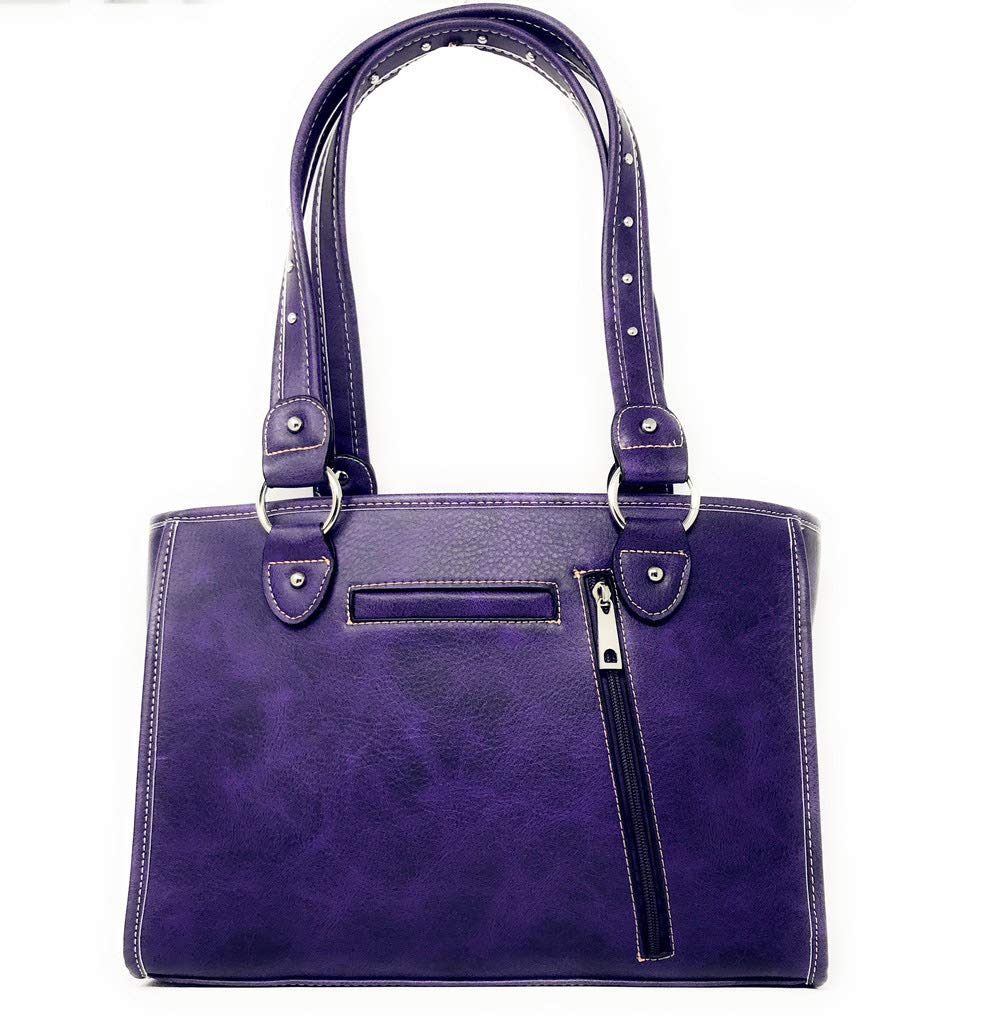 Western Sugar Skull Rhinestone Flora Embroider Concealed Carry Purse/Multi Color (Purple)