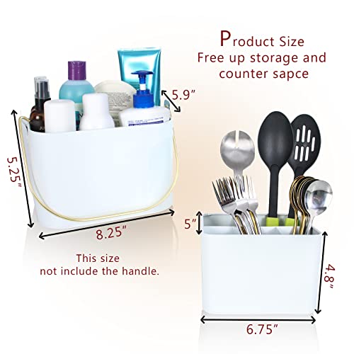 FULL TREND 2 PCS Utensil Caddy, Flatware Holder with 4 Compartments Silverware Organizer Farmhouse Kitchen Decor Perfect for Home, Kitchen, Countertop, Party, Camping, Outdoor and Restaurant