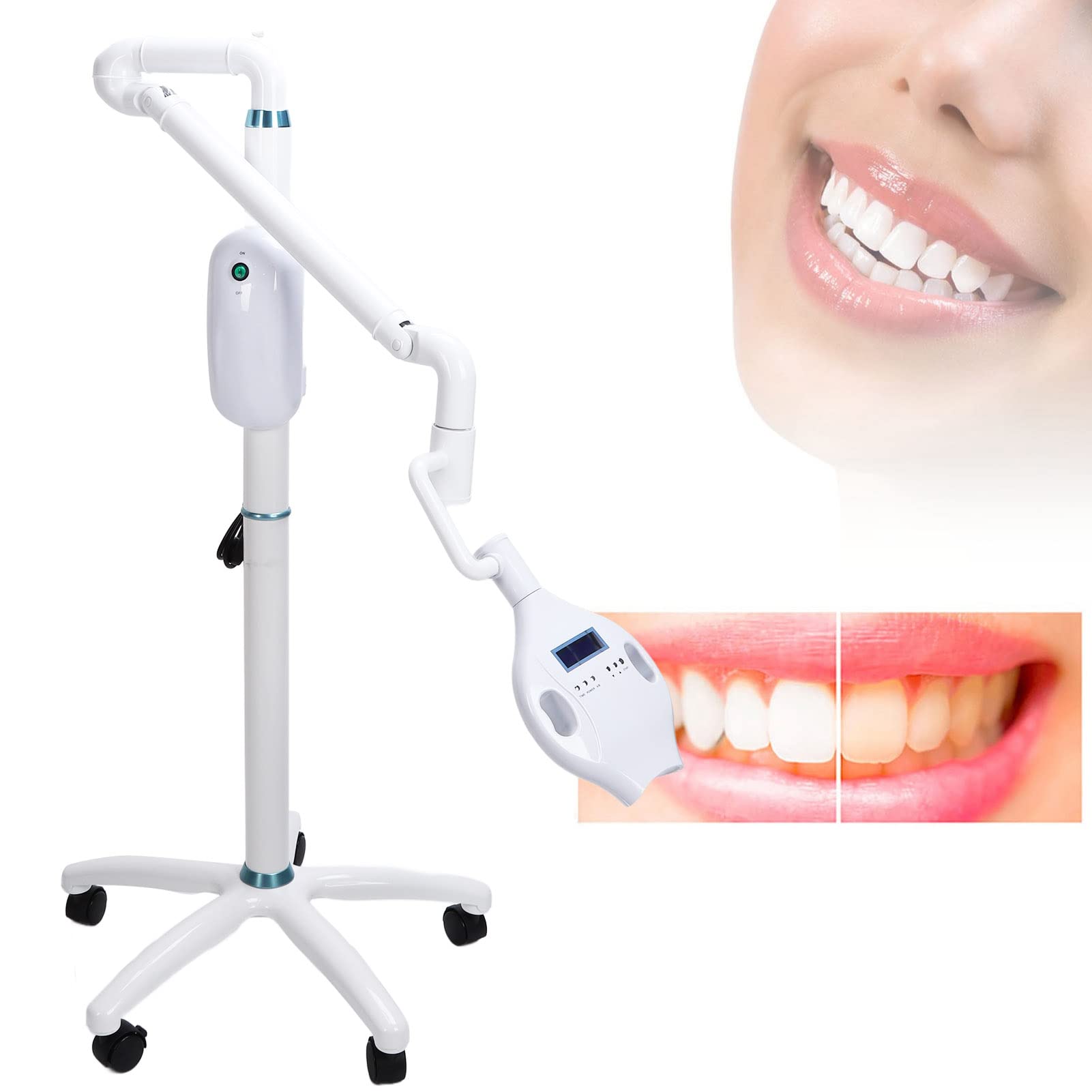 HASAKI Desk Type Dental lamp, Standing Movable Dental lamp, 8 LED Lamps, Built in high Power Fan, Cooling and whitening LED Lamps(Eurocode)