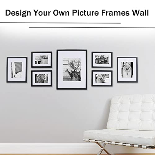 RUN HELIX Picture Frames 8 by 10 Set of 4, Display5x7 with Mat or 8x10 Without Mat, Picture Poster Frame, Picture Frames Collage Wall Decor with HD Plexiglass for Table Top,White