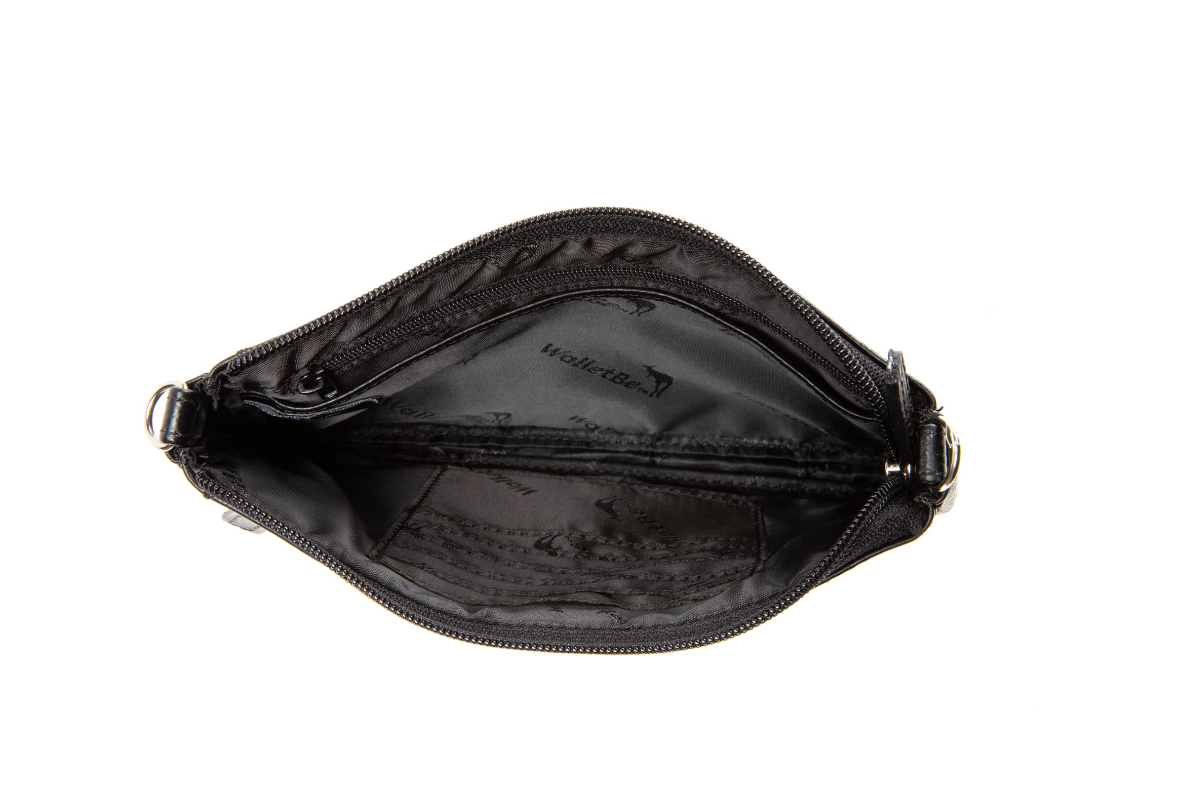 WalletBe Women's Mini Purse Leather Crossbody RFID Blocking Pebbled Black