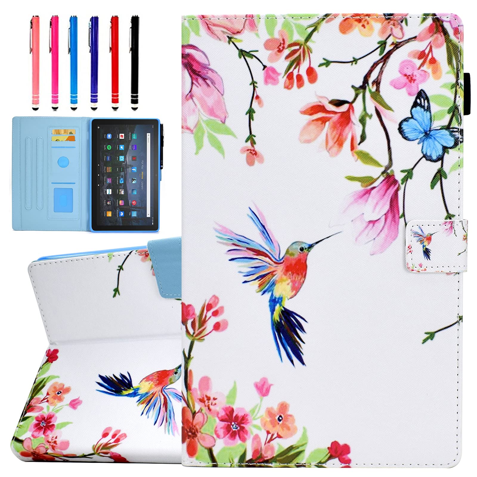 Funut Folio Case for Amazon Fire HD 8 Tablet Case, HD8 Plus Tablet Case (12th/10th Generation, 2022/2020 Release), Slim Fit PU Leather Stand Case Cover with Smart Auto Wake/Sleep, Purple Butterfly