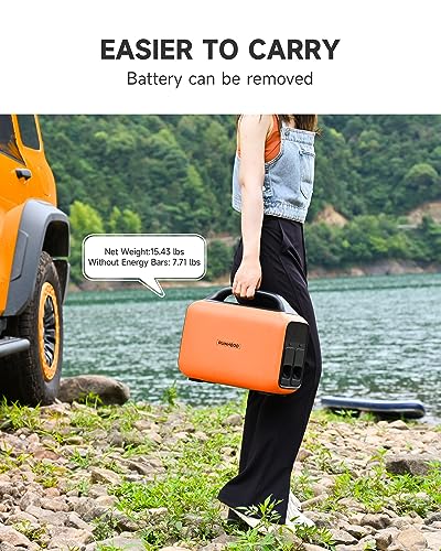 Runhood Portable Power Station Rallye 600, 648Wh Hot Swappable&Replacebale Battery, Full Power in Seconds, 2X600W(Peak 1200) Pure Sine Wave AC Outlet Modular Solar Generator for Camping/RVs/Home Use