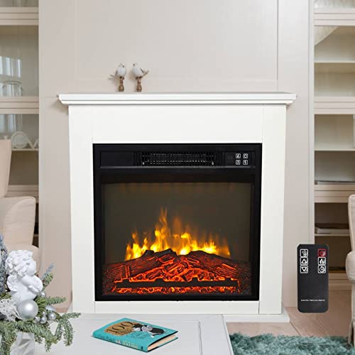 FRITHJILL Electric Fireplace, Freestanding Portable Wood Cabinet Fireplace Heater with Remote Control, 1400W