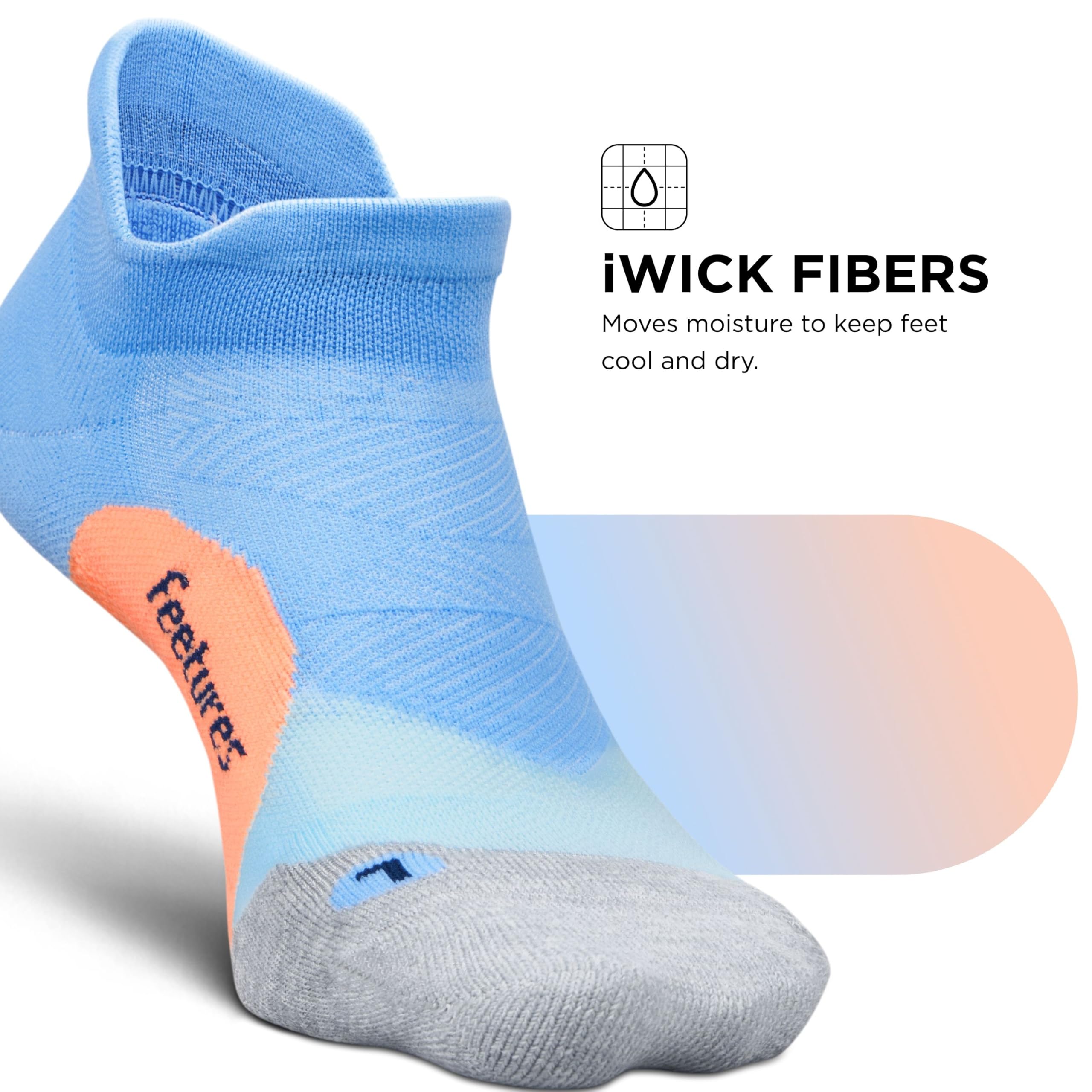 Feetures Elite Light Cushion No Show Tab Ankle Socks - Sport Sock with Targeted Compression - Bust Out Black, M (1 Pair)