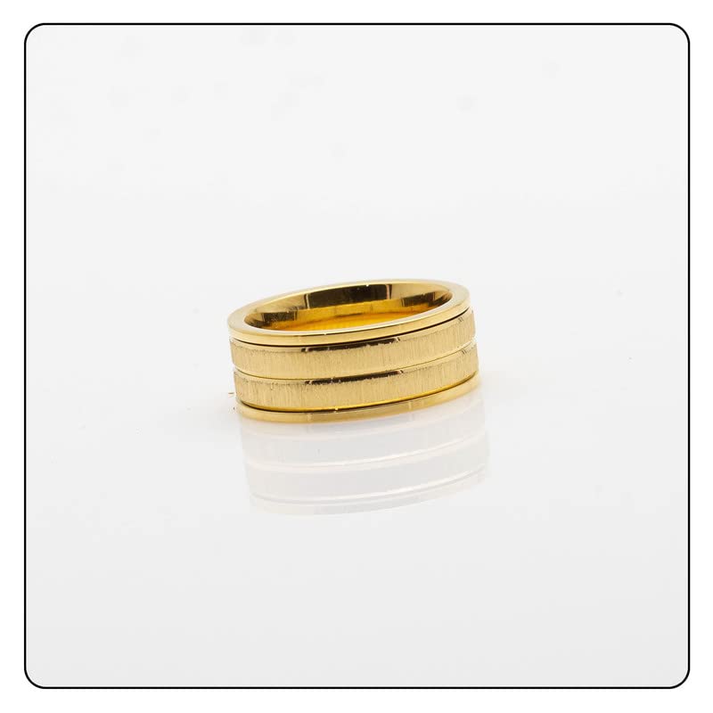 Fusamk Fashion 18k Gold Ring Stainless Steel Band Ring(Gold(9))