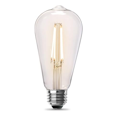 Feit Electric ST19 Vintage Edison LED Light Bulb, 60W Equivalent, Dimmable, 2700K Soft White, 800 Lumens, E26 Base, Retro Filament Light Bulbs, 15,000-Hour Lifetime, ST1960/CL/927CA/2, 2 Pack