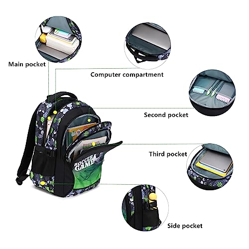 Lmwzh Backpack For Boys Elementary School Bags Kids Bookbag Waterproof Lightweight Durable Green (2023 Model)