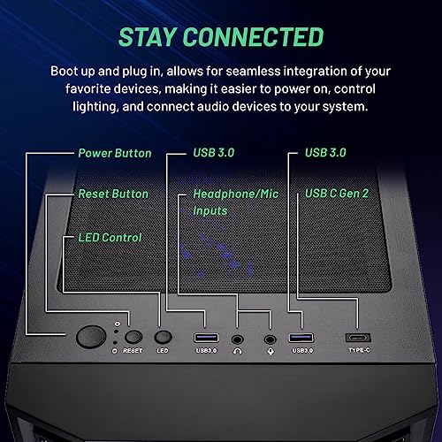 Skytech Shadow Gaming PC Desktop – AMD Ryzen 5 3600 3.6 GHz, NVIDIA RTX 3060, 1TB NVME SSD, 16GB DDR4 RAM 3200, 600W Gold PSU, 11AC Wi-Fi, Windows 11 Home 64-bit,Black