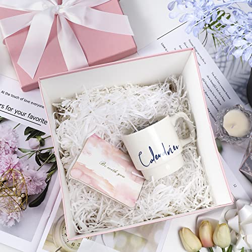 RUSPEPA Medium Birthday Gift Box with Lids, Ribbon and Tissue Paper, Collapsible Gift Box - 1 Pcs, 9x9x9 Inches, Pink
