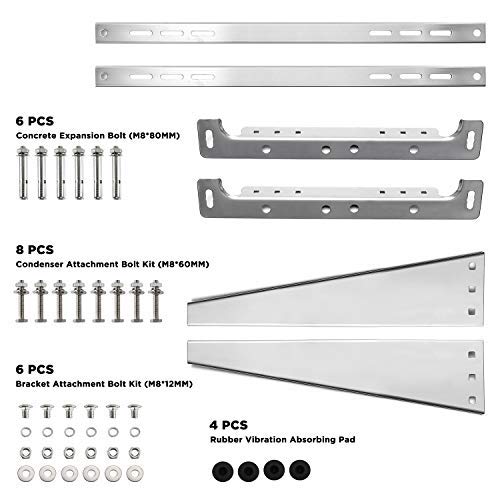 TURBRO Wall Mount Stand for Mini Split Ductless Air Conditioner Heat Pump System, Sturdy Stainless Steel Bracket w/Dual Cross-Bars, Support Condenser up to 550 lbs (7,000 - 24,000 BTU)