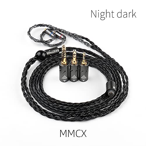 Linsoul QKZ Q1 MAX 16-Stand 352 Cores Silver-Plated HiFi Earphones Upgrade Cable with Interchangeable 2.5mm/3.5mm/4.4mm Plug Replacement Cable for Audiophile (Black, MMCX)