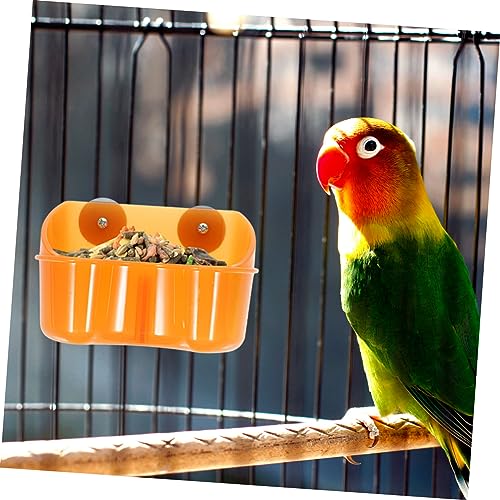 MERRYHAPY 2pcs Parrot Feeder Bird Cage Food Bowl Pet Supplies Birds Feeders Cups Plastic Stainless Steel