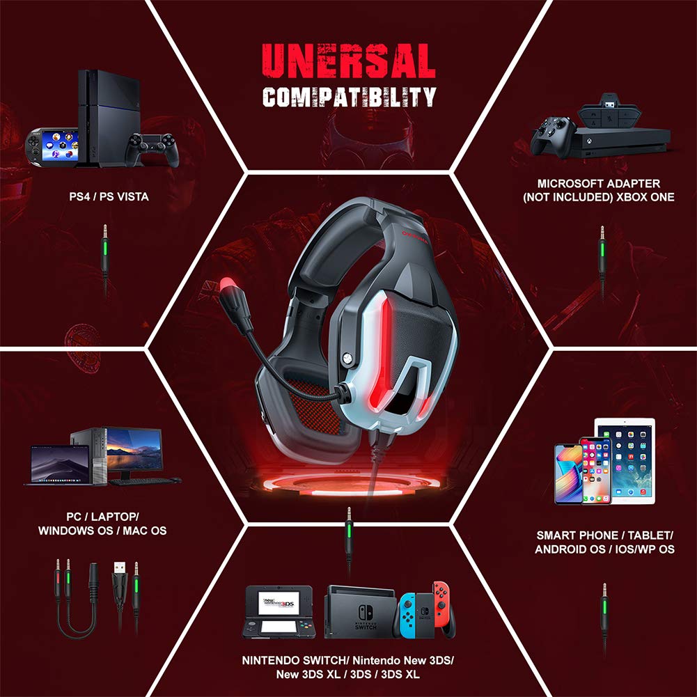 FEIYING Gaming Headset PC Gaming Headphones with Microphone Headset Over-Ear Noise Cancelling (K12R)