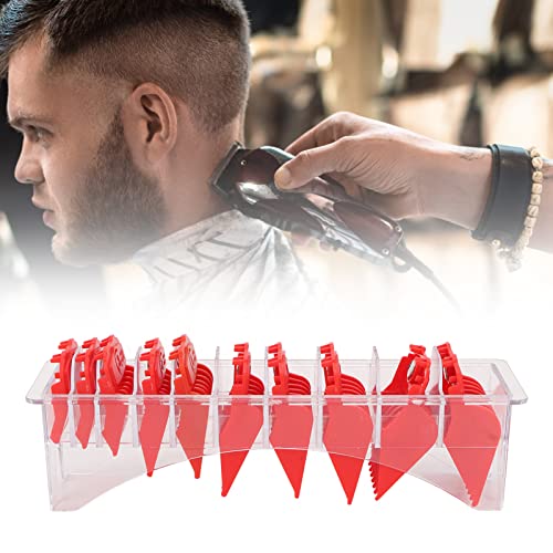Hair Clipper Guide 10pcs, Guide Set Comb Beard and Mustache Trimmers Red Compatible Cutting Guides Attachment with Storage Box Comb Guard 1.5mm X 25mm