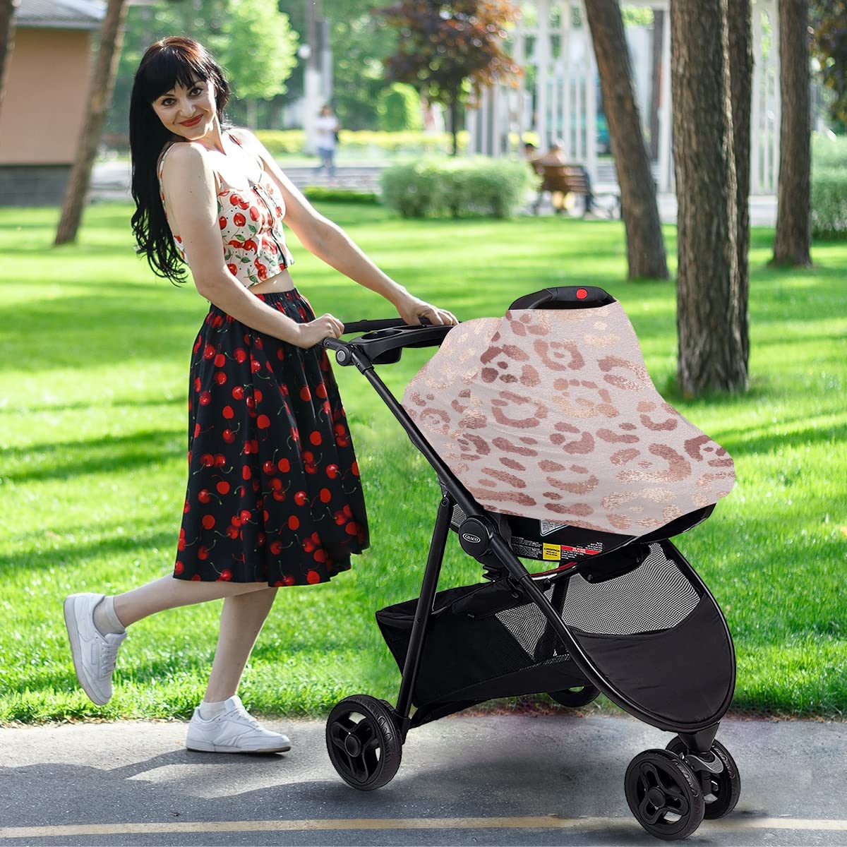 Nursing Cover Breastfeeding Soft Carseat Canopy Cute Leopard Print Cheetah Rose Gold Multi Use for Baby Car Seat Covers Canopy Shopping Cart Cover Scarf Light Blanket Stroller Cover