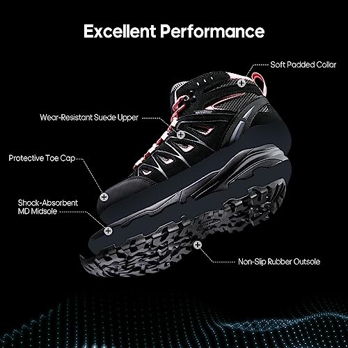 NORTIV 8 Womens Waterproof Hiking Boots Low Top Lightweight Outdoor Trekking Camping Trail Hiking Boots Size 8.5 M US SNHB211W, Black/Pink