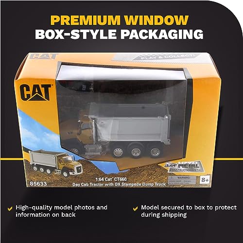 Diecast Masters 1:64 Caterpillar CT-660 Ox Stampede Dump Truck, Play & Collect Series Cat Trucks & Construction Equipment | 1:64 Scale Model Diecast Collectible | Diecast Masters Model 85633