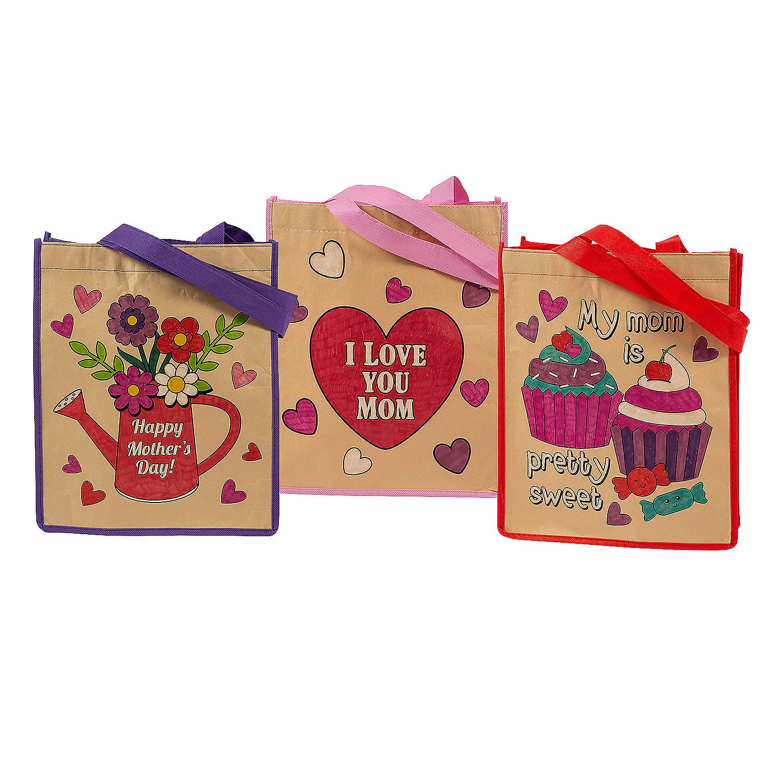 Fun Express Color Your Own Large Mother’s Day Tote Bags - 12 Pieces